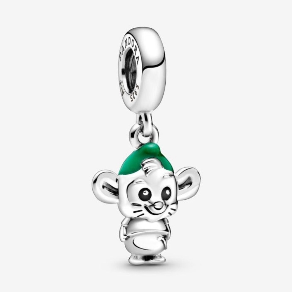 New Pandora Disney Cinderella Gus Mouse Dangle Charm - Gem